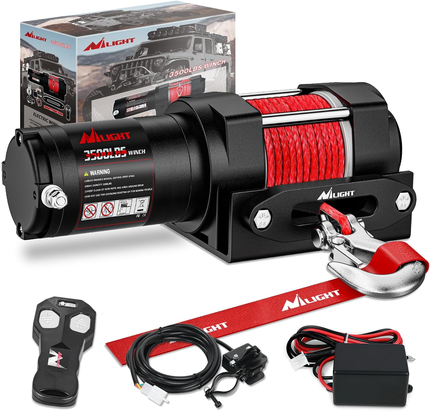 Nilight 3500 lbs ATV Winch 12V Electric Winches With Synthetic Winch ...