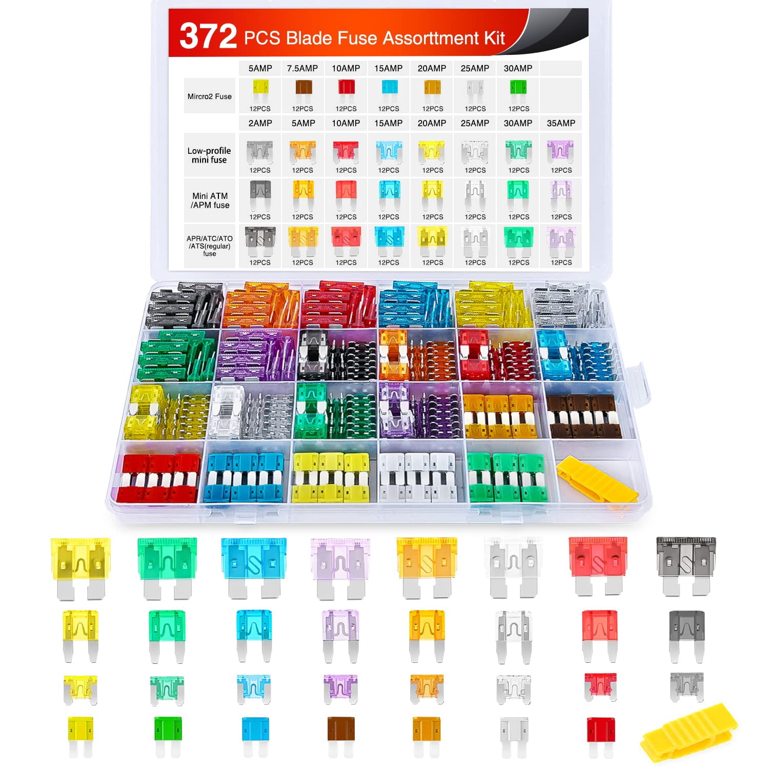 Nilight 372 PCS Car Fuses Assortment Kit Standard Mini LP Micro2 Blade ...