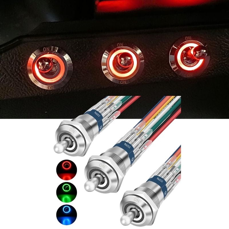 Nilight 3Pcs RGB Toggle Switch 12-24V Rocker Switch Red Green Blue Led ...