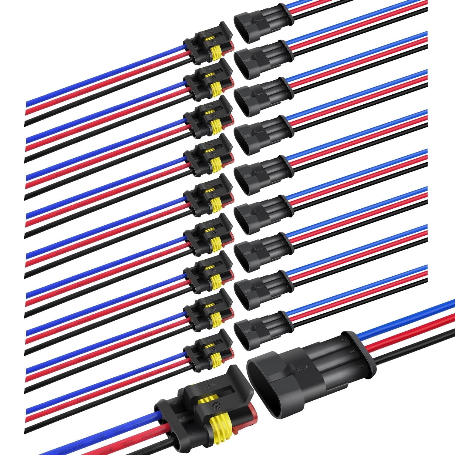 Nilight 3Pin Electrical Wire Connectors Male and Female Plug Socket ...