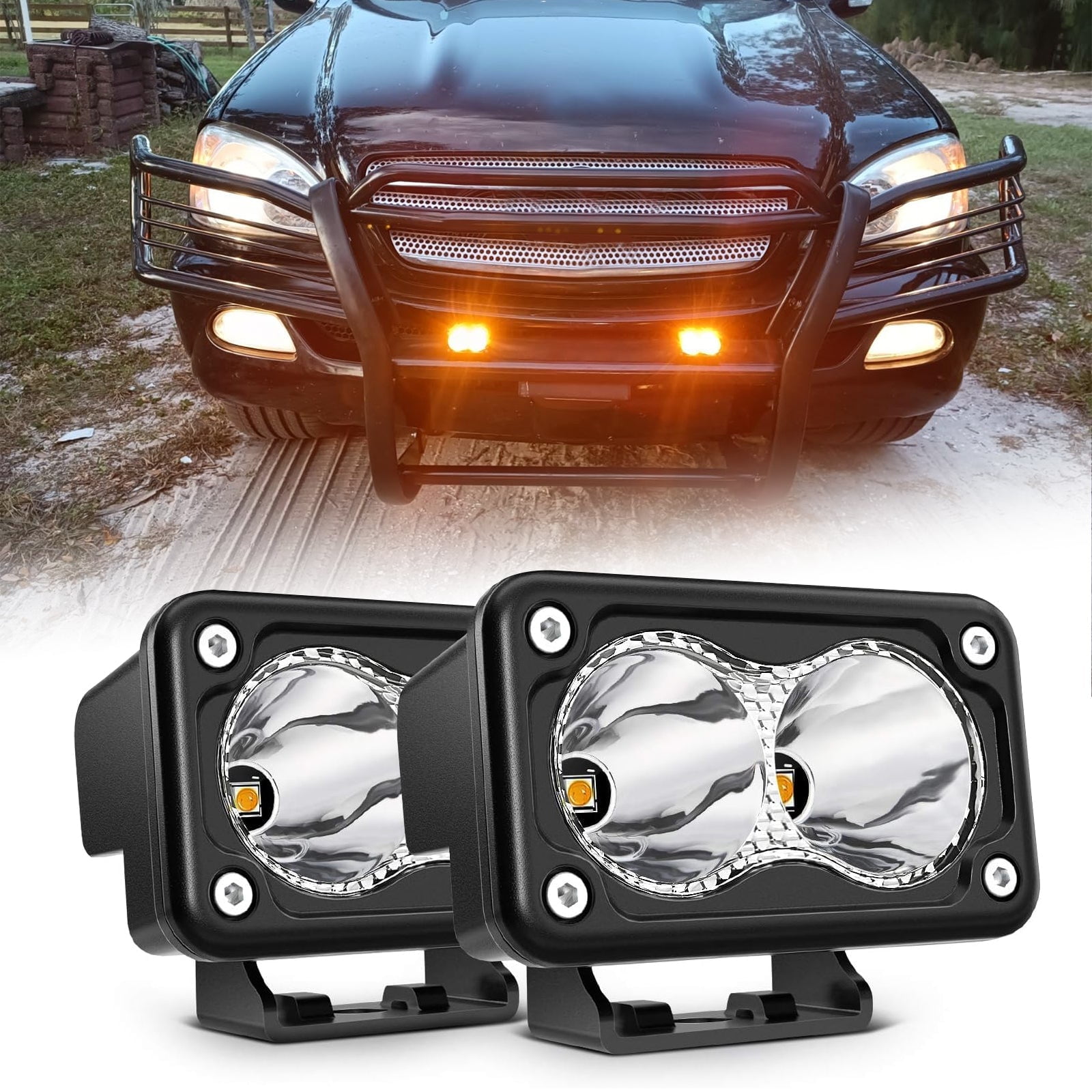 Nilight 3inch Amber Led Light Pods, 2Pcs 10W Super Spot Fog Light Auxiliary Driving Lamp Built ...