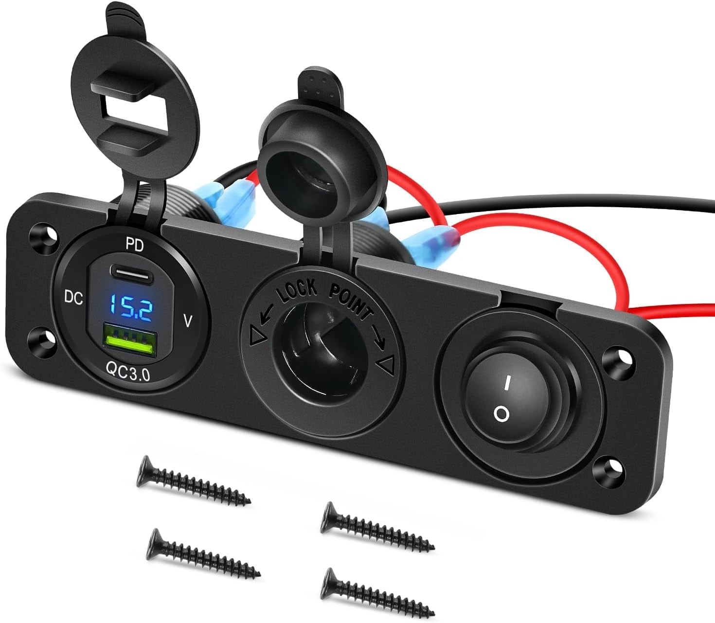 Nilight 4 in 1 Charger Socket Panel PD Type C and QC 3.0 USB Charger ...