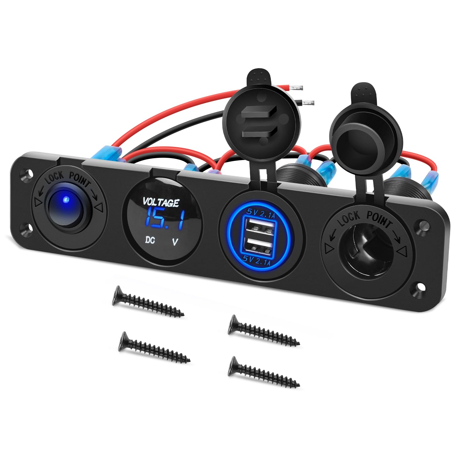 Nilight 4 in 1 ON/OFF Charger Socket Panel USB Socket Power Outlet ...