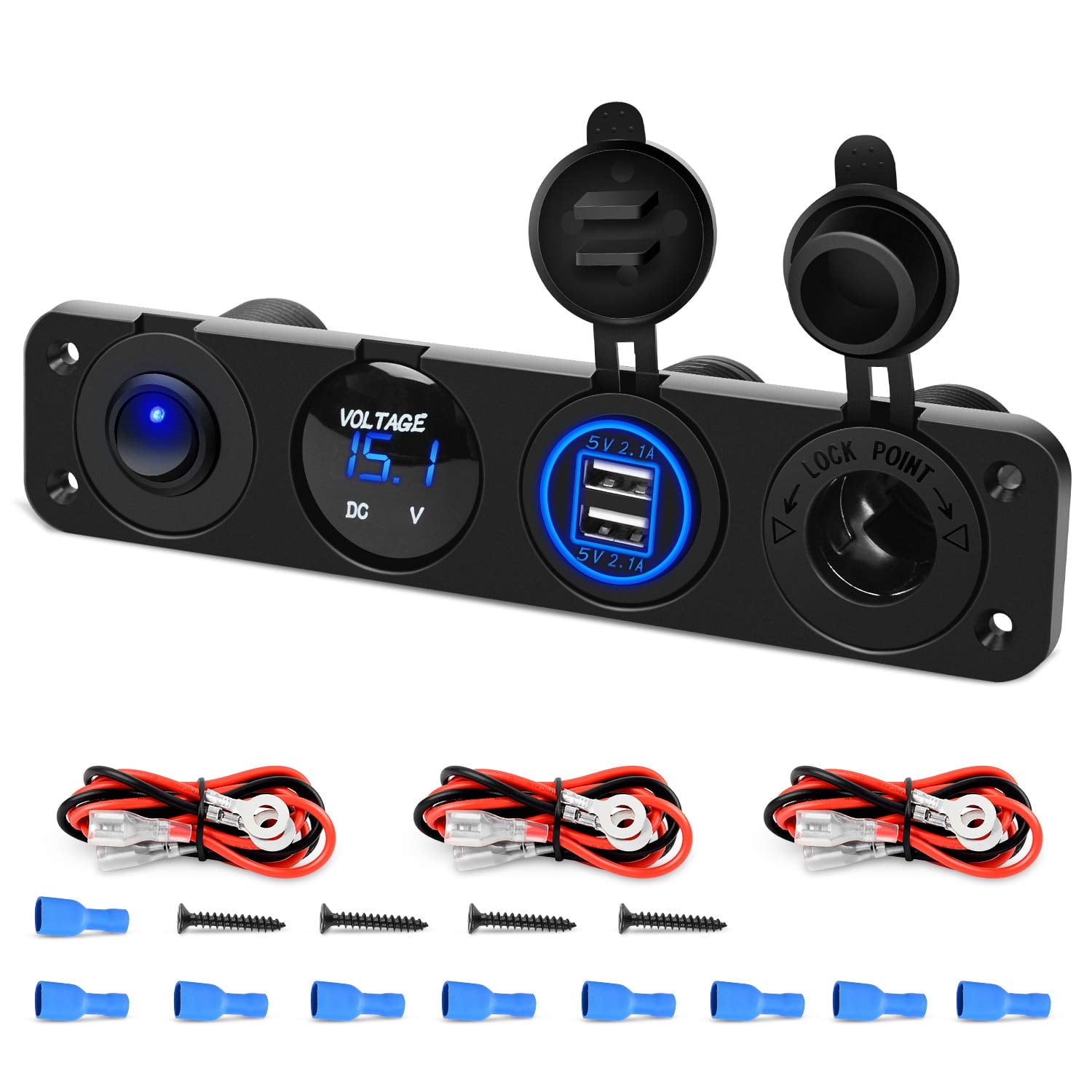 Nilight 4 in 1 on/off Charger Socket Panel Dual USB Socket Power Outlet ...