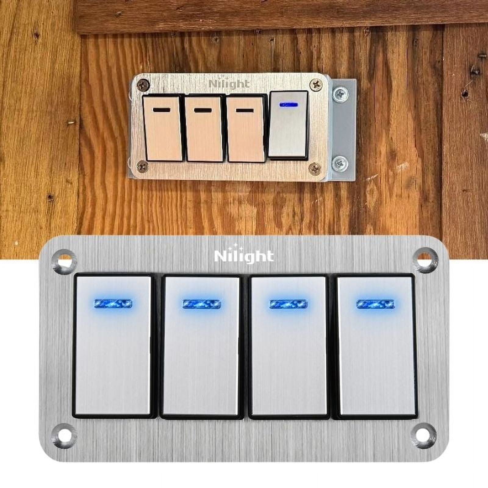 Nilight 4 Gang Rocker Switch Panel 3 Pin On Off Pre-Wired Rocker Switch ...