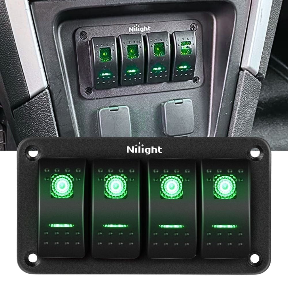 Nilight 4 Gang Rocker Switch Panel 5Pin on off Toggle Switch Aluminum ...