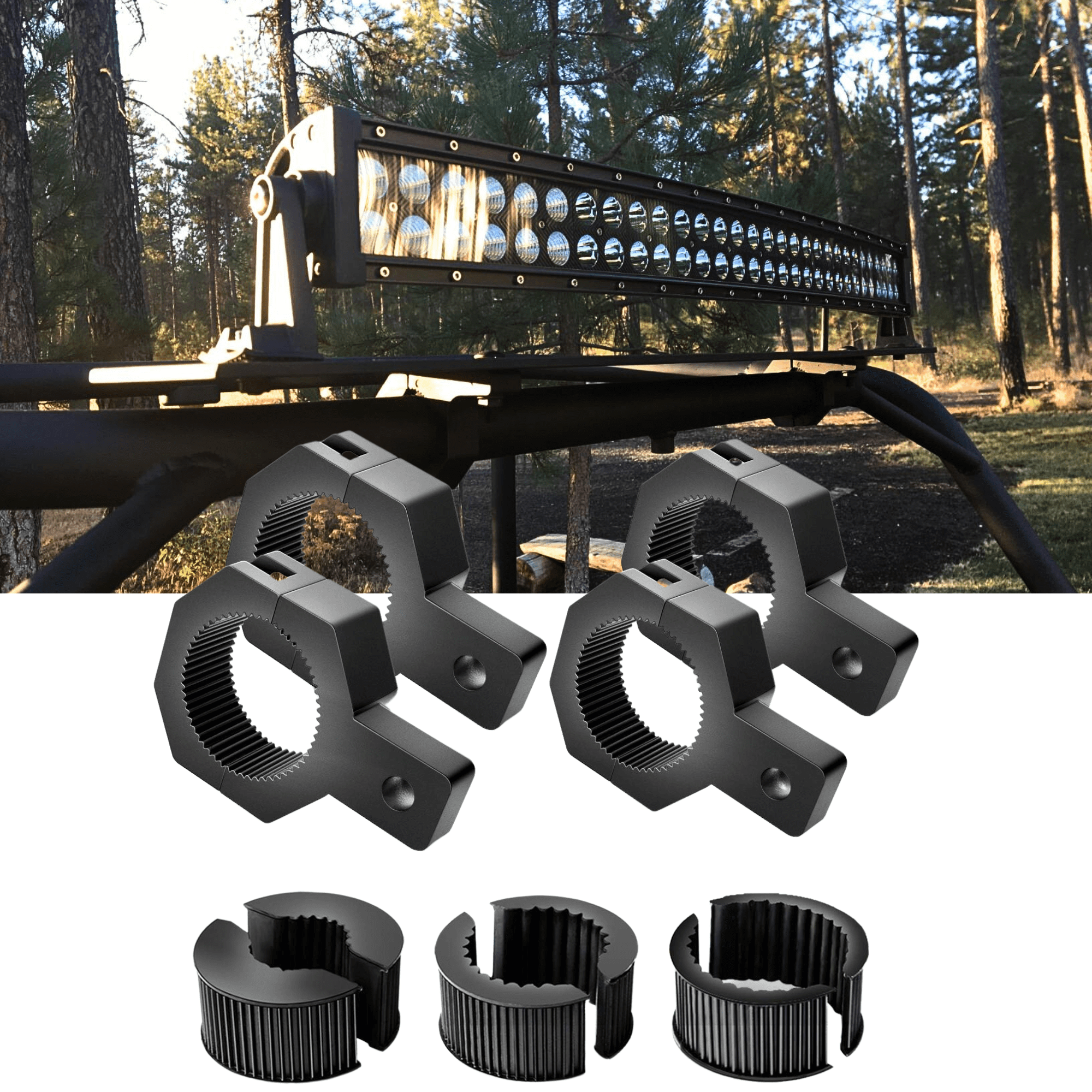 4Pcs 7" Off-Road Light Mounting Bracket Bar Clamp Kits Vertical Bar ...