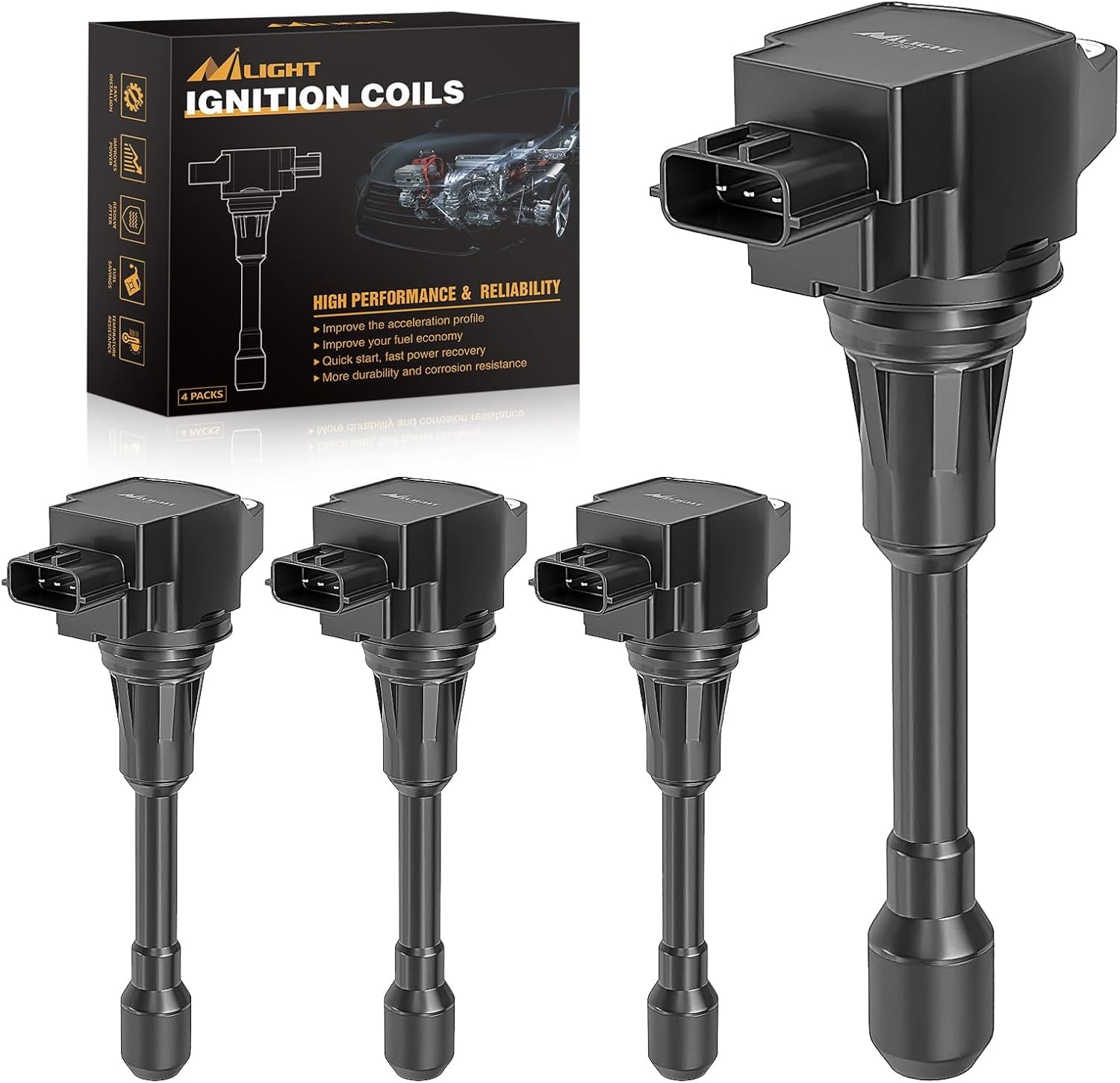 Nilight 4 Packs Automotive Replacement Ignition Coils Fit for Nissan ...