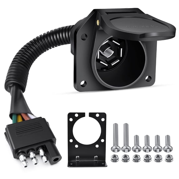 Nilight Trailer Wiring Adapter, 4 Way Flat to 7 Way Round Blade ...