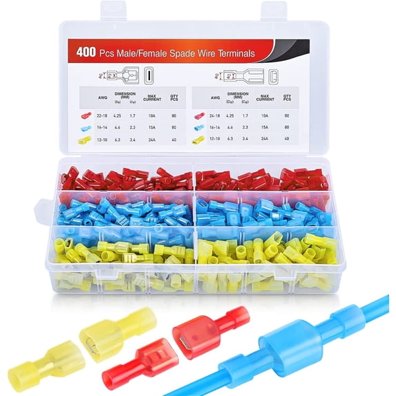 Nilight, Spade Terminals Kit, 400pcs, Insulated Wire Connectors ...