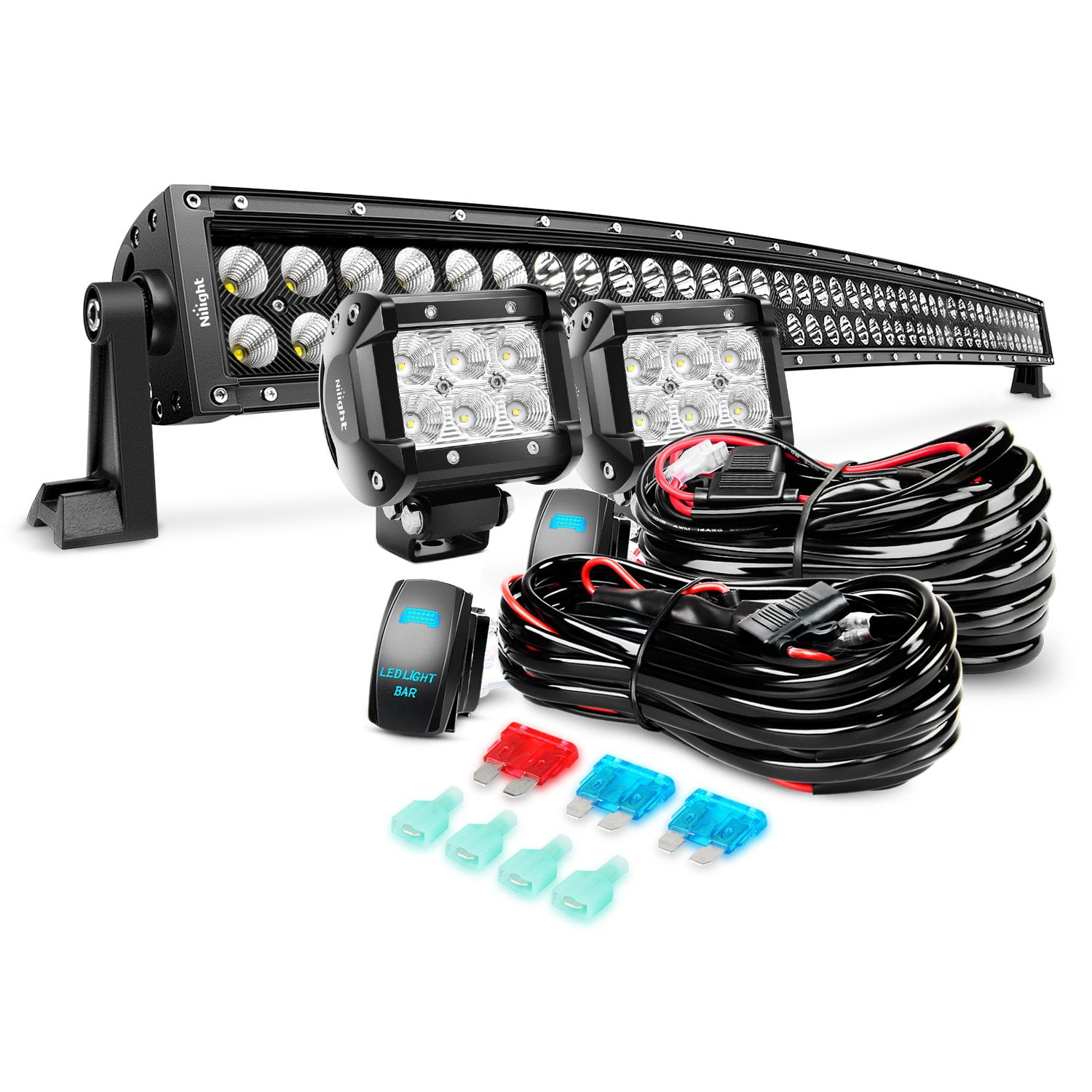 Nilight 42 Inch 240W LED Light Bar & 2PCS 18W Pods for Off-road ...