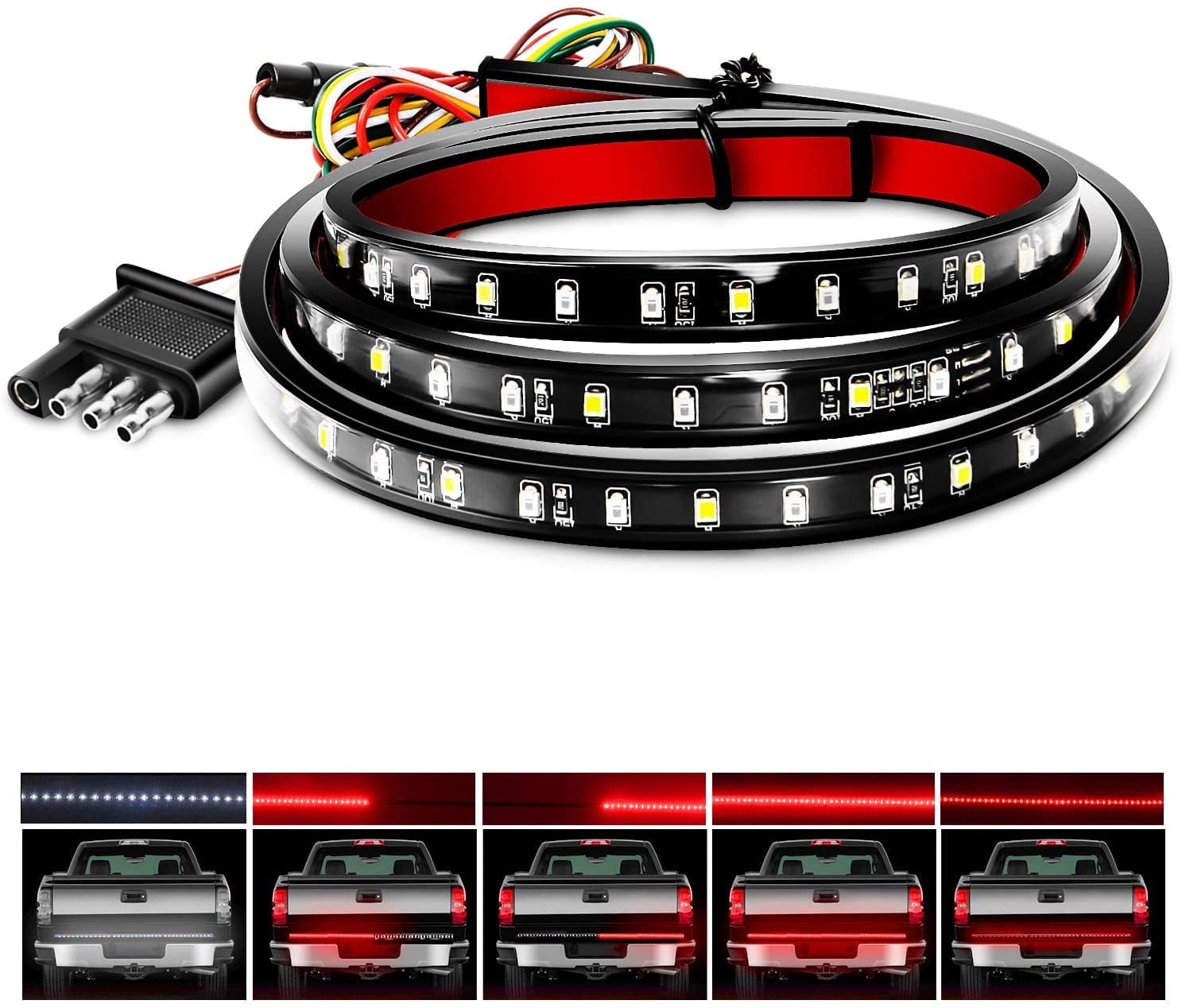 Nilight, Led Tailgate Light Strip, 48"/49" 90 LED Red White for Truck ...
