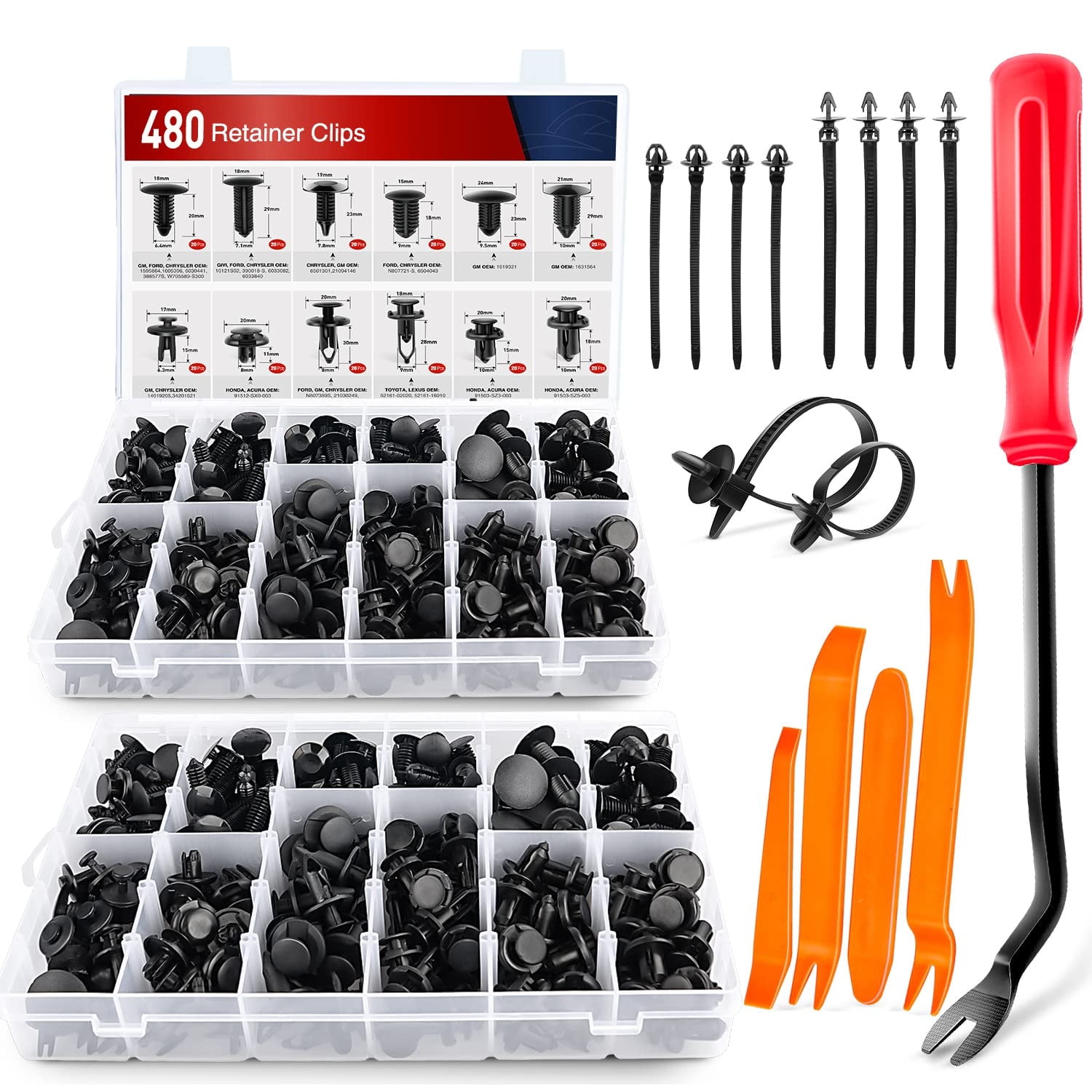 Nilight 480Pcs Car Retainer Clips & Fastener Remover with 12 Most ...