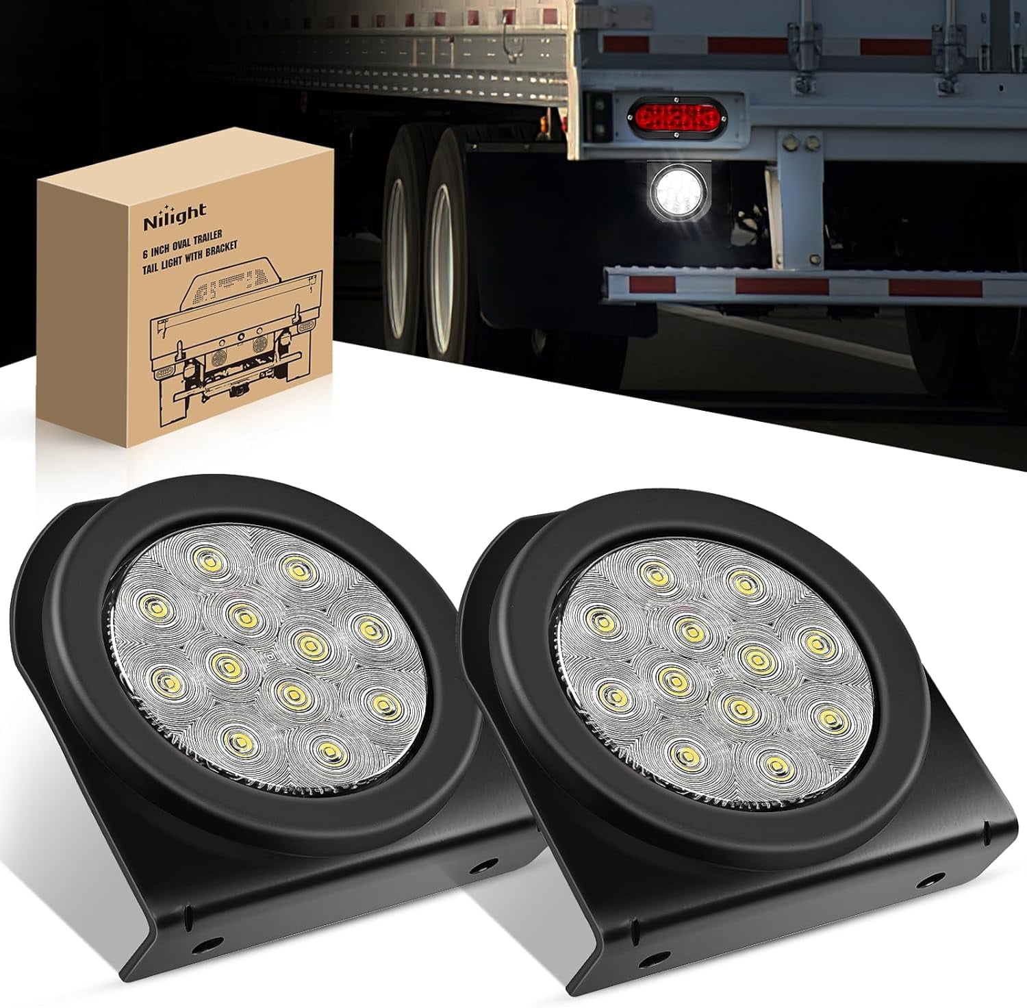 Nilight 4Inch Round Trailer Tail Light with flush Mount Grommets Plugs ...