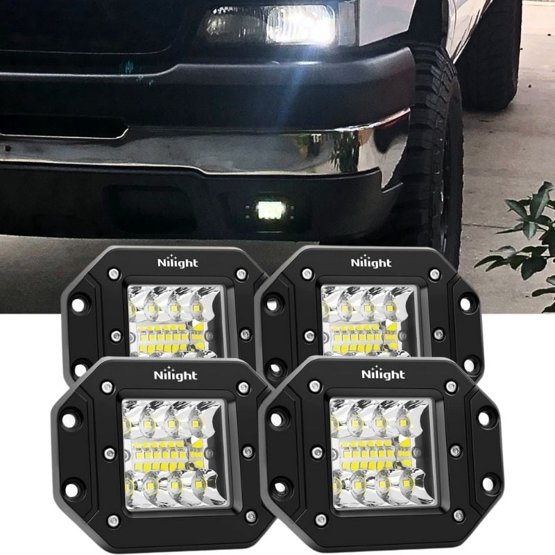 Flush Mount LED Light Bar, 42W Offroad Fog/Driving Lights with Spot ...