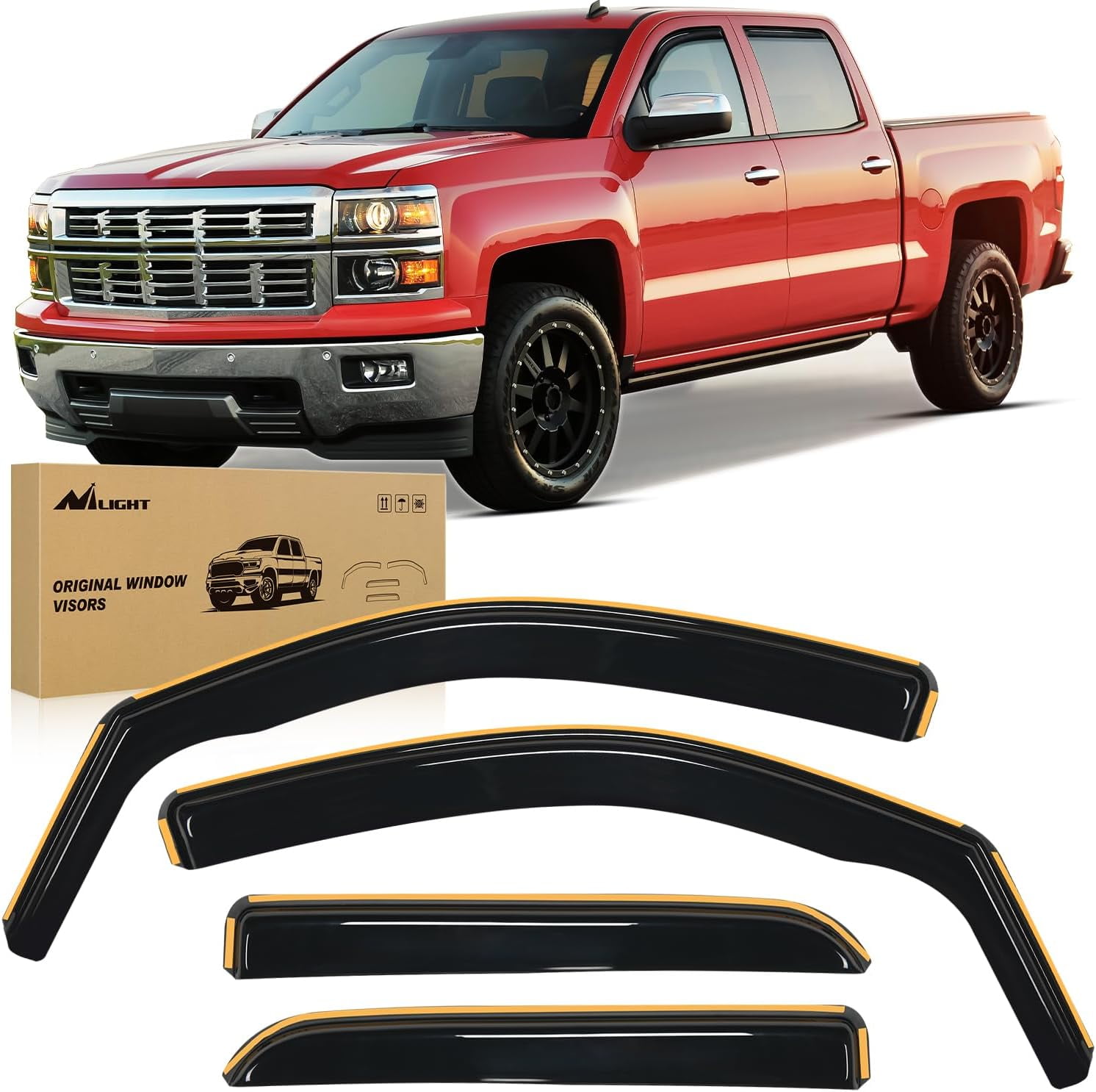 Nilight in Channel Window Deflectors for Chevy Silverado/GMC Sierra ...