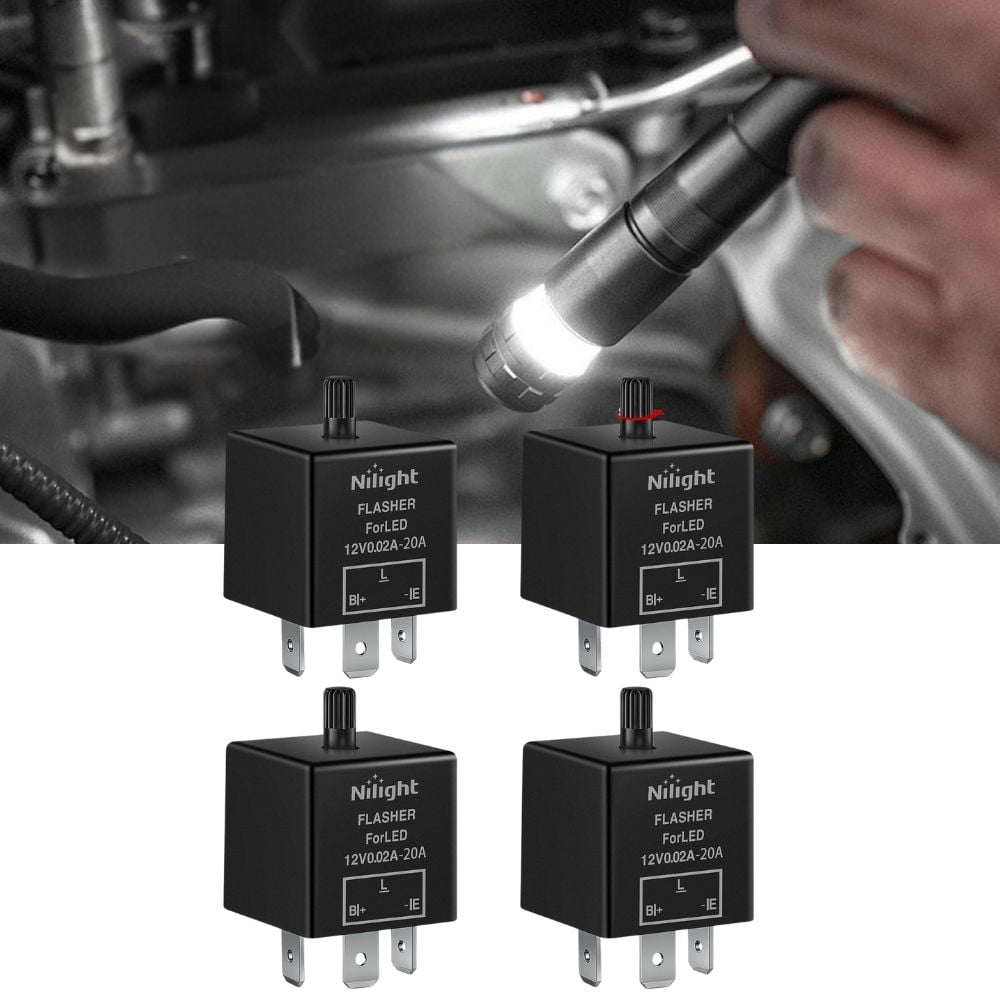 Nilight 4Pcs Flasher Relay Adjustable 3 Pin CF13 JL-02 Electronic ...