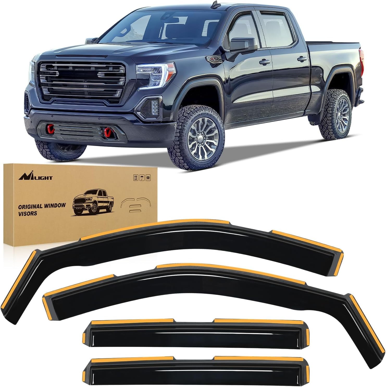 Nilight 4Pcs Window Deflectors for Chevy Silverado 1500 Crew Cab/GMC ...