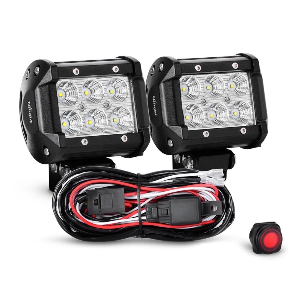 Nilight 4inch 18W LED Light Bar Flood Work Light Bar fits Jeep ATV UTE ...