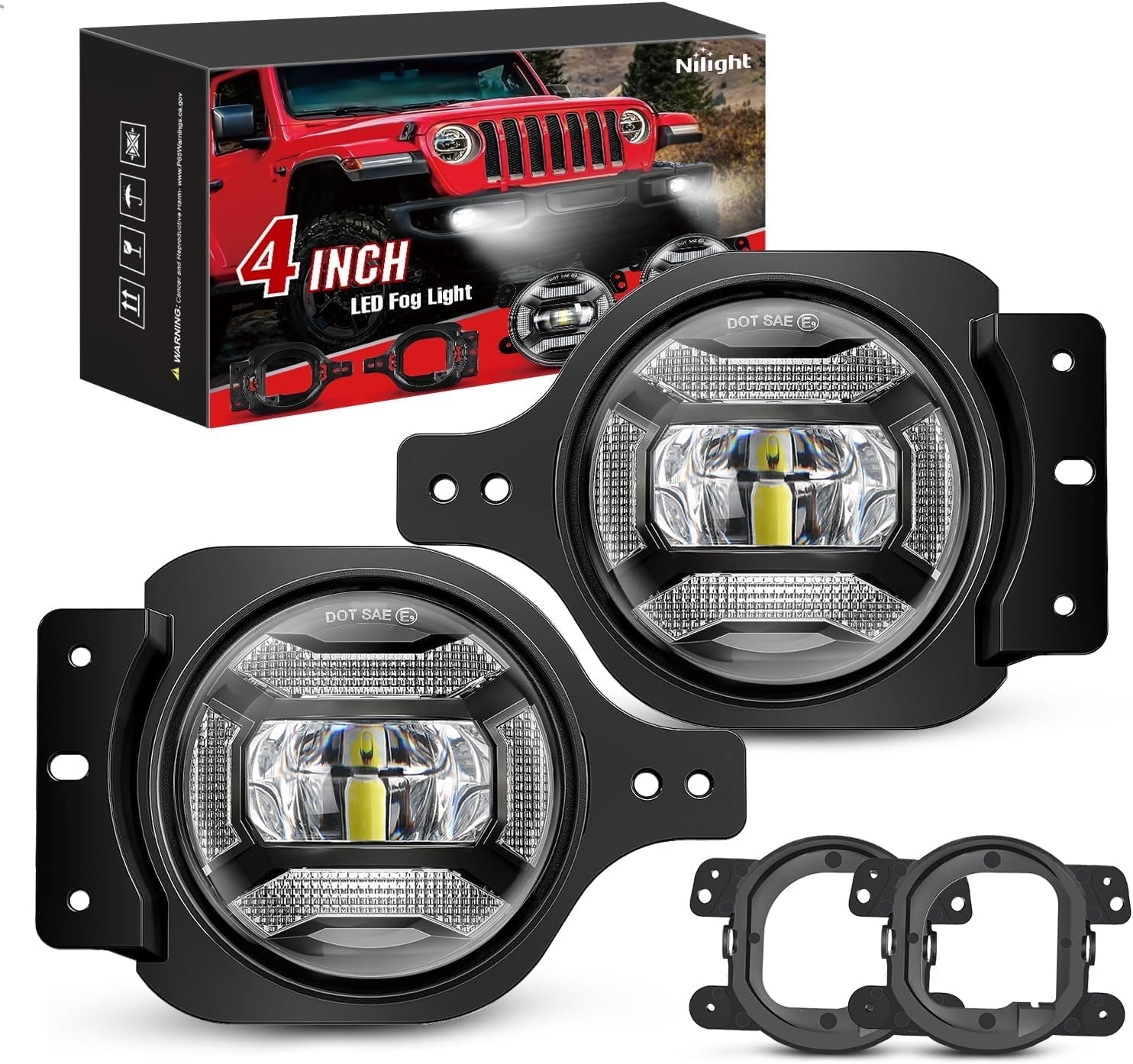 Nilight 4inch Led Fog Light Assembly Compatible with 2007 2008 2009 ...
