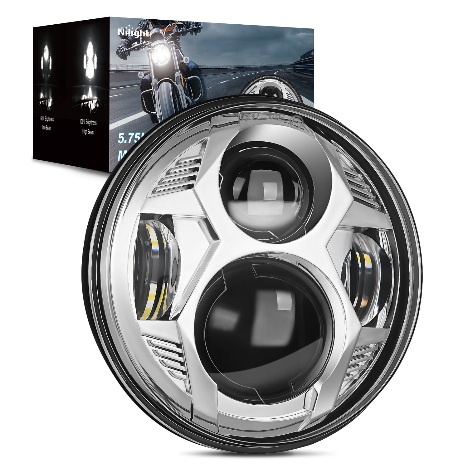 Nilight 5-3/4 5.75 Inch Motorcycles LED Headlight Compatible with ...