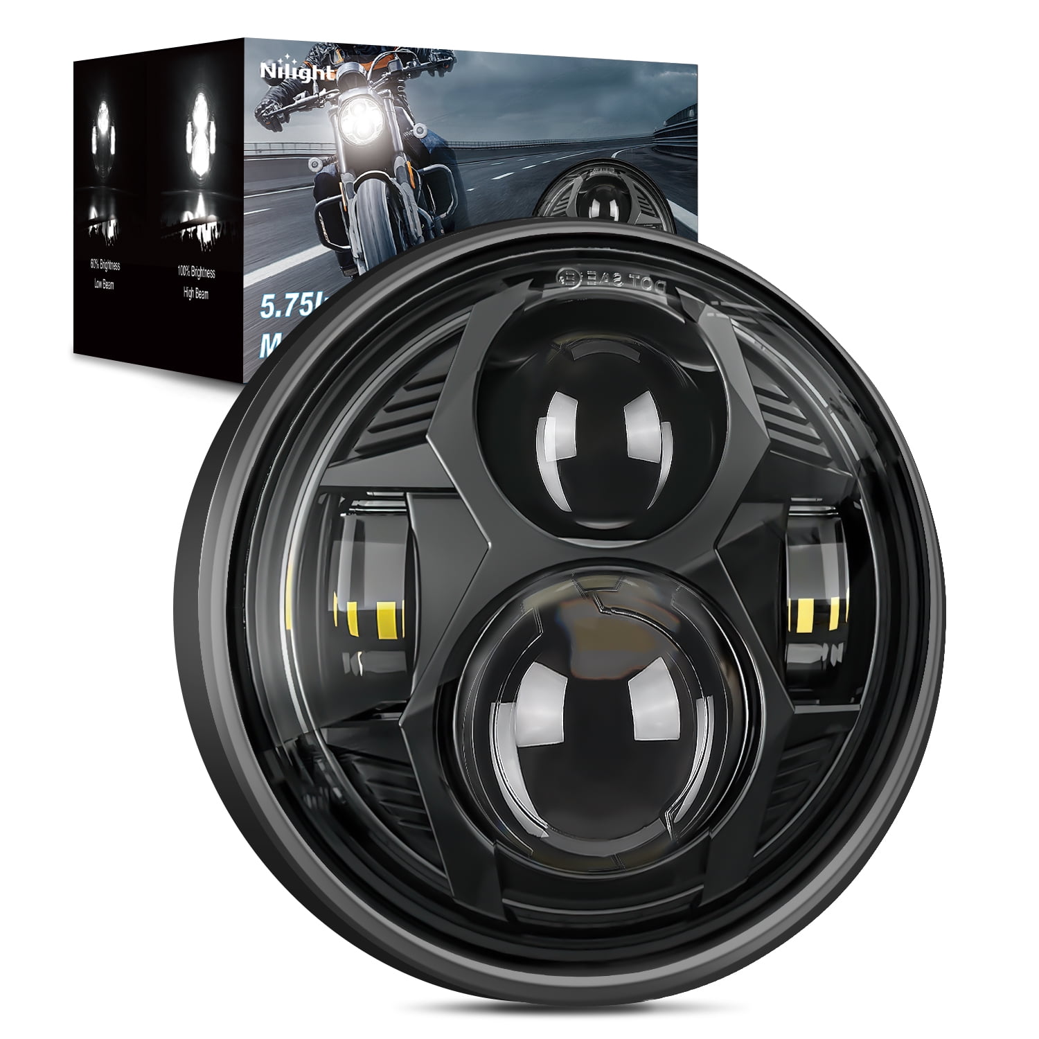 Nilight 5-3/4 5.75 Inch Motorcycles LED Headlight Compatible with ...