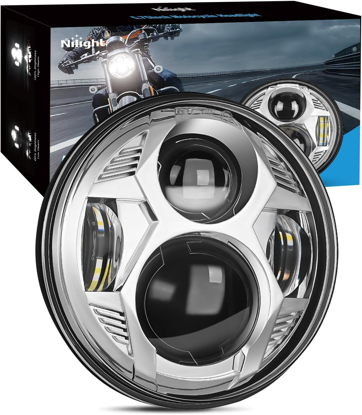 Nilight 5-3/4 5.75inch Motorcycles Led Headlight Compatible with Harley ...