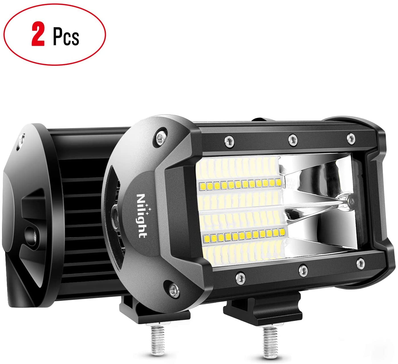 Nilight 5.3 Inch 72W LED Flood Light Bar, Adjustable, IP67 Waterproof ...