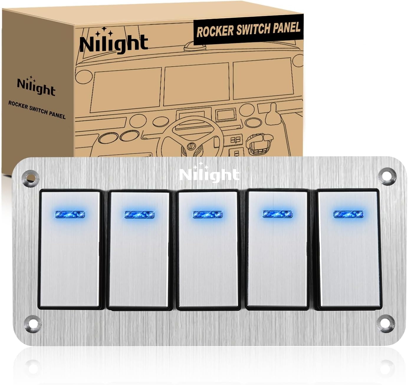 Nilight 5 Gang Rocker Switch Panel 3 Pin On Off Pre-Wired Rocker Switch ...