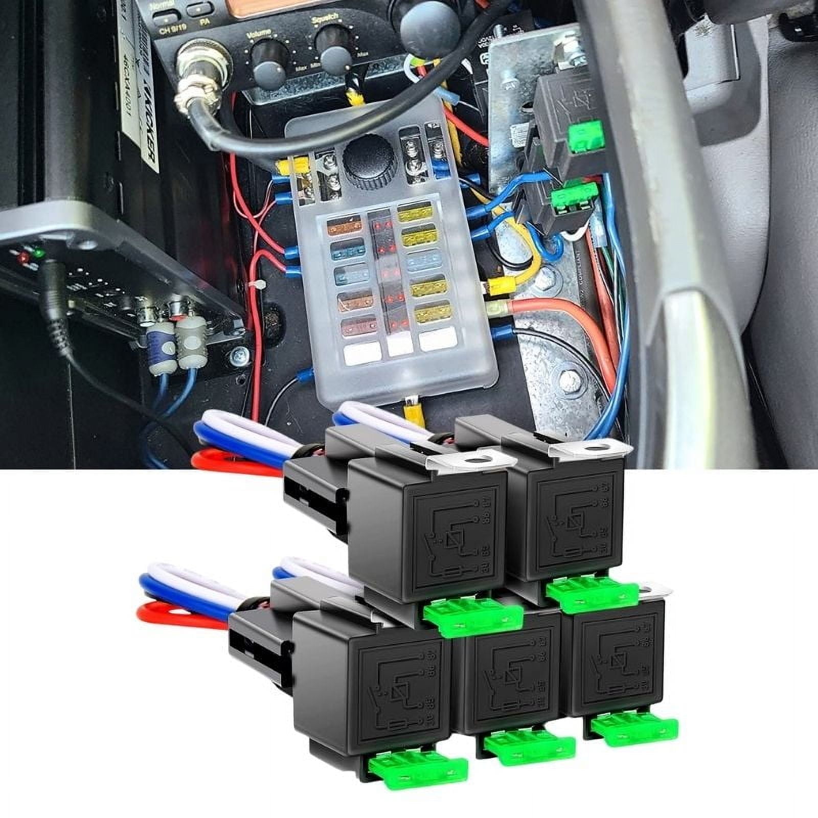 Nilight 30A Relay Socket Kit with Wiring Harness for Automotive 12V DC ...