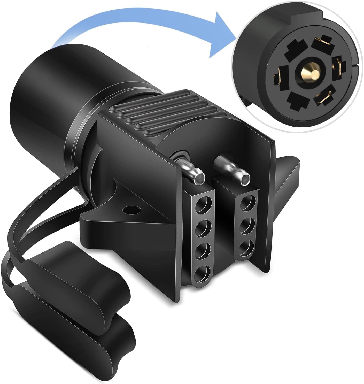 Nilight 7 Pin Round to 4-Way 5-Pin Flat Trailer Light Adapter - Walmart.com