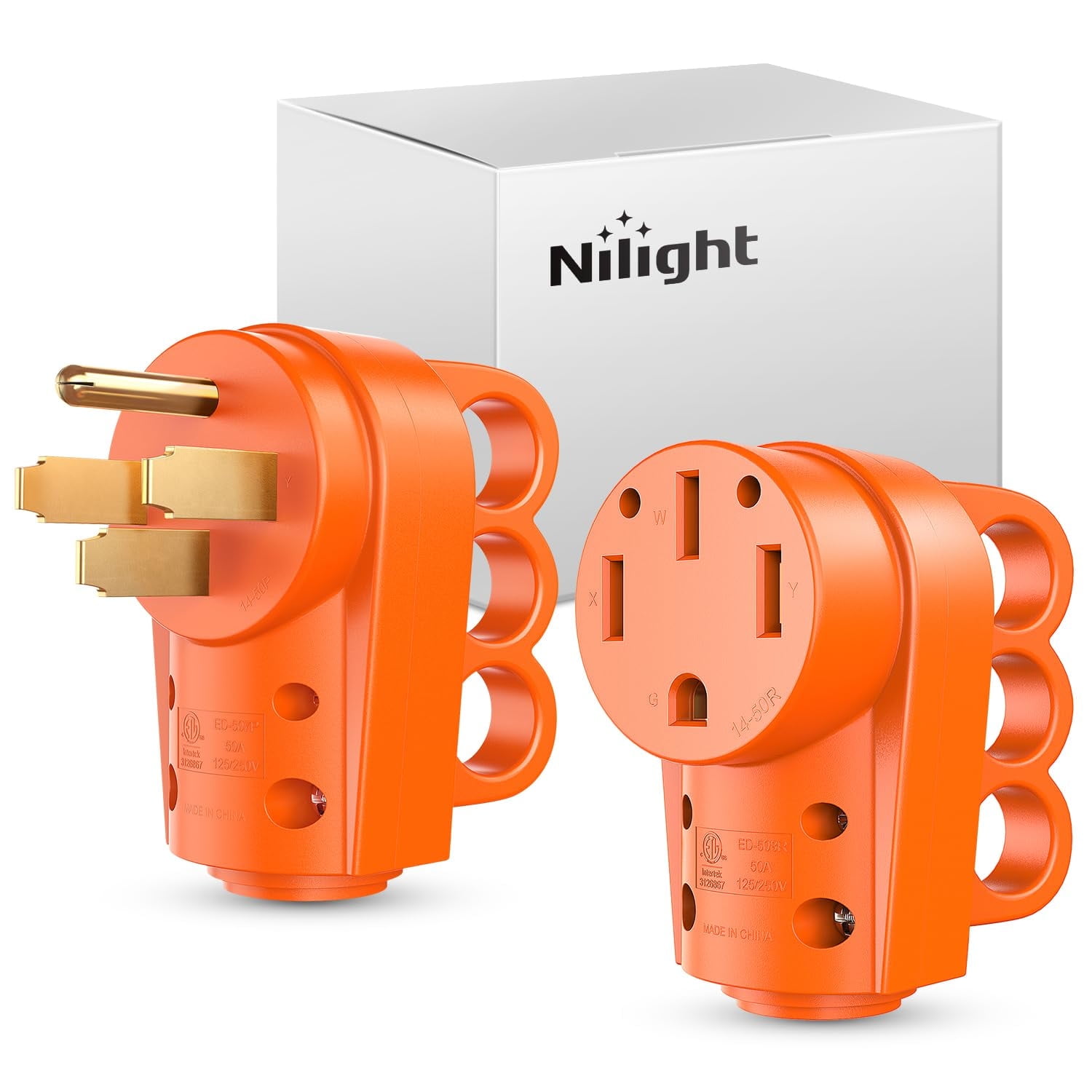 Nilight 50 Amp RV Male and Female Plug Set 14-50P Plug and 14-50R ...