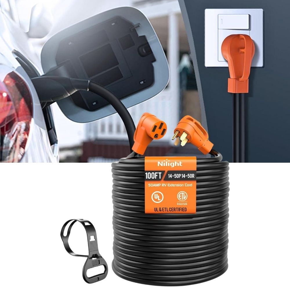 Nilight 50 Amp100FT RV/EV Extension Cord 250V Heavy Duty 6/3+8/1 Gauge ...