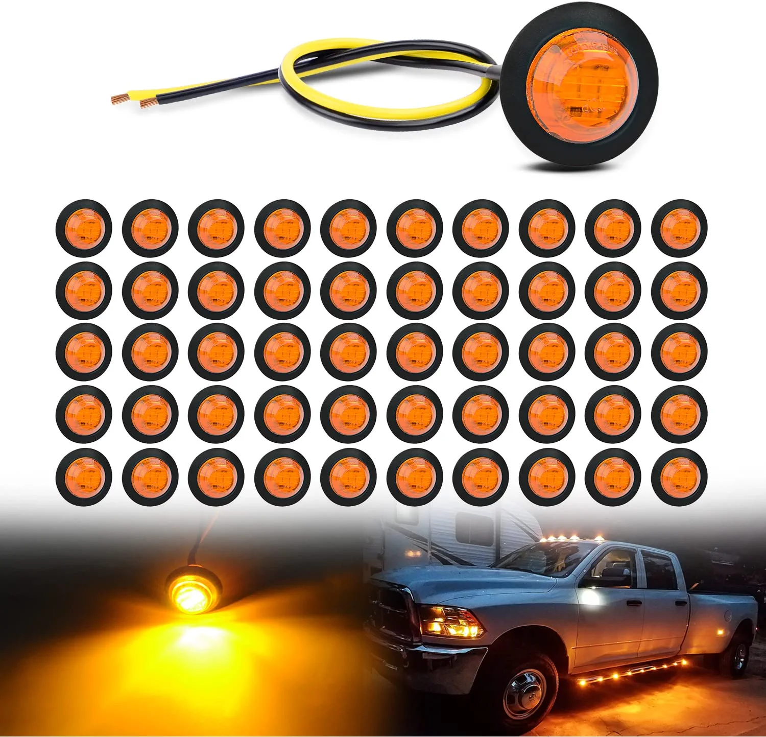 Nilight 50 PCS 3/4” Round Clearance LED Front Rear Side Indicator ...