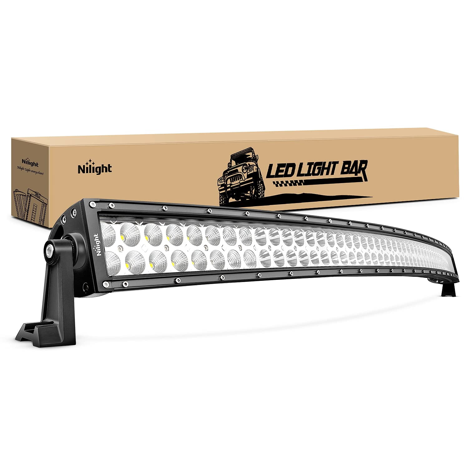 Nilight 52Inch 300W Curved Spot Flood Combo LED Light Bar LED Driving ...
