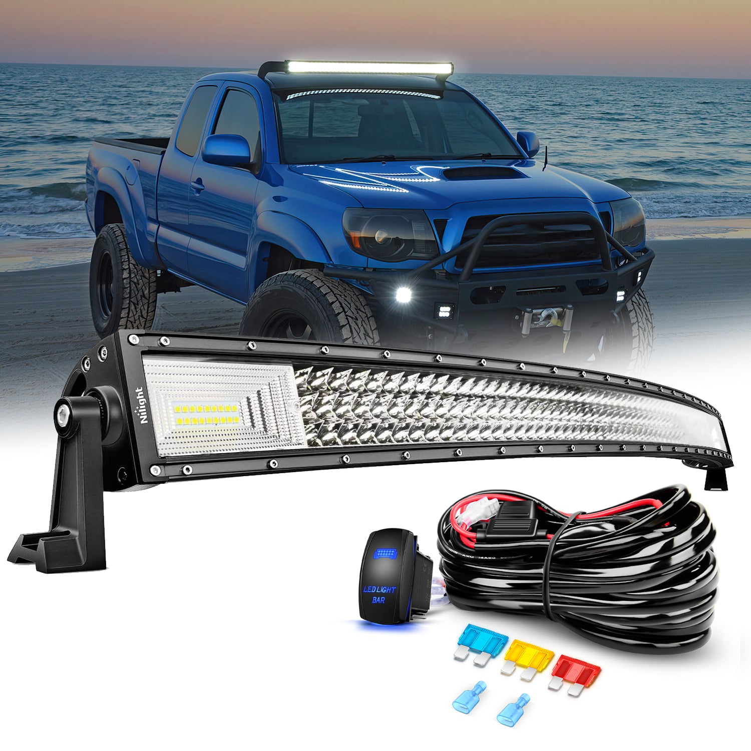 Nilight 52Inch 783W Curved Triple Row Flood Spot Combo Beam Led Bar ...