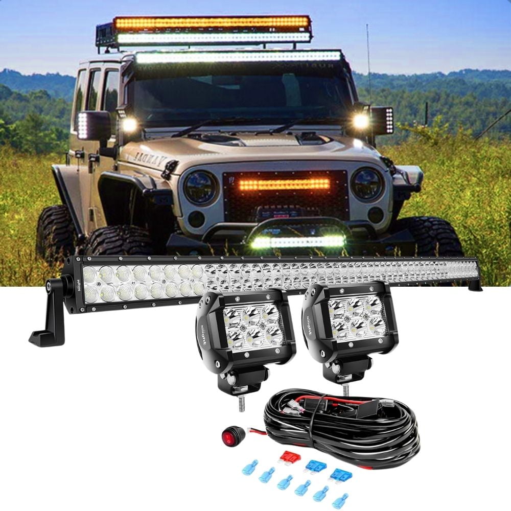 Nilight 52inch Spot Flood Combo 12V Led Light Bar 2Pcs 4inch 18W Spot ...