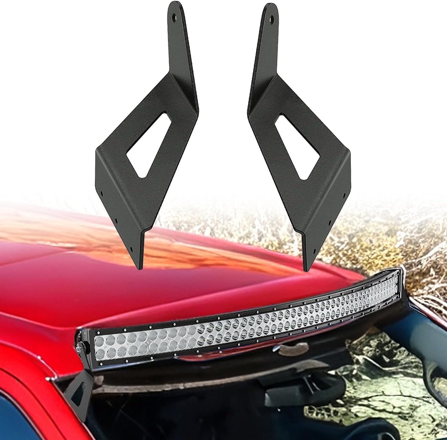 Nilight 54 inch Curved LED Light Bar Bracket Mounting Upper Windshield ...
