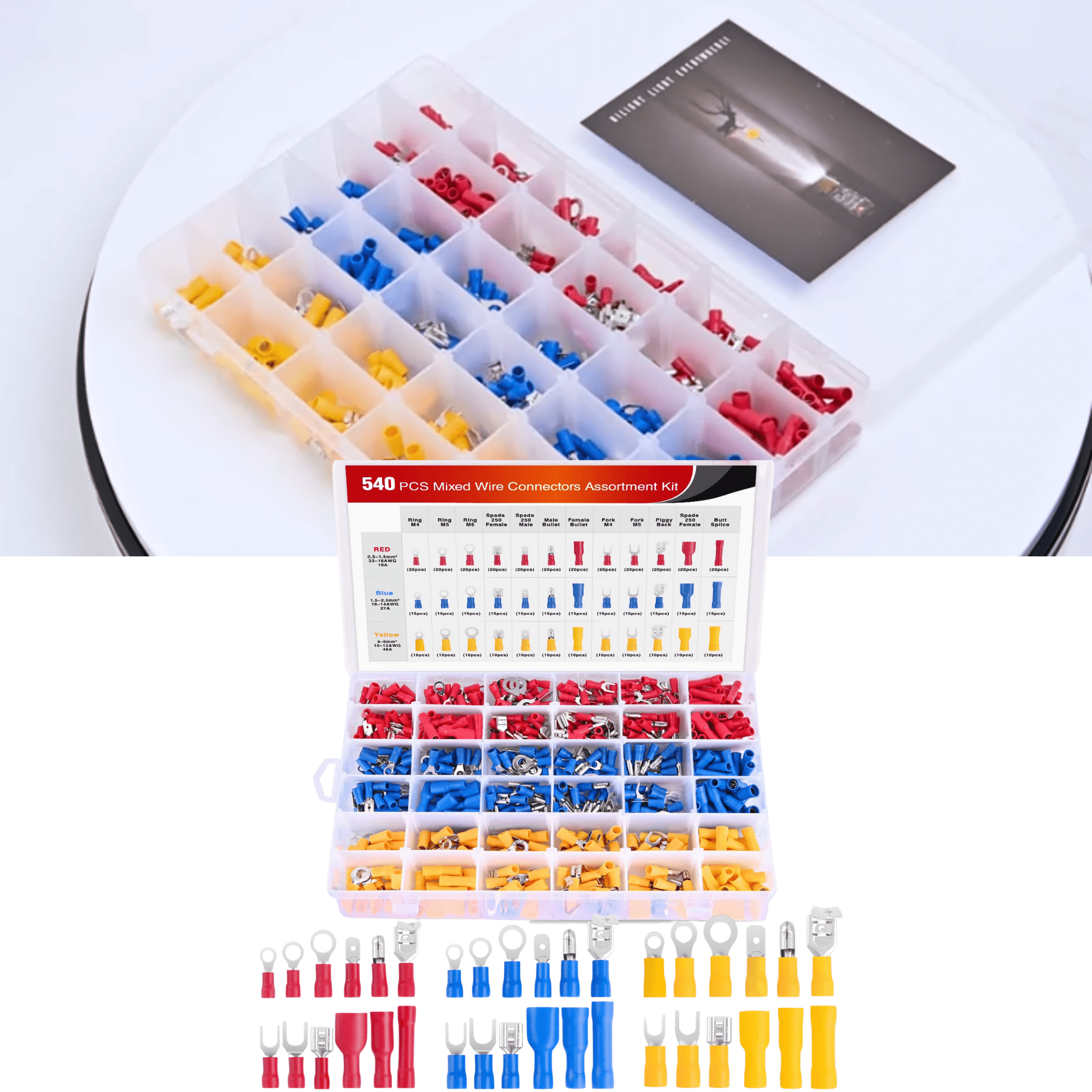 540Pcs 22-16/16-14/12-10 Gauge Mixed Quick Disconnect Electrical ...