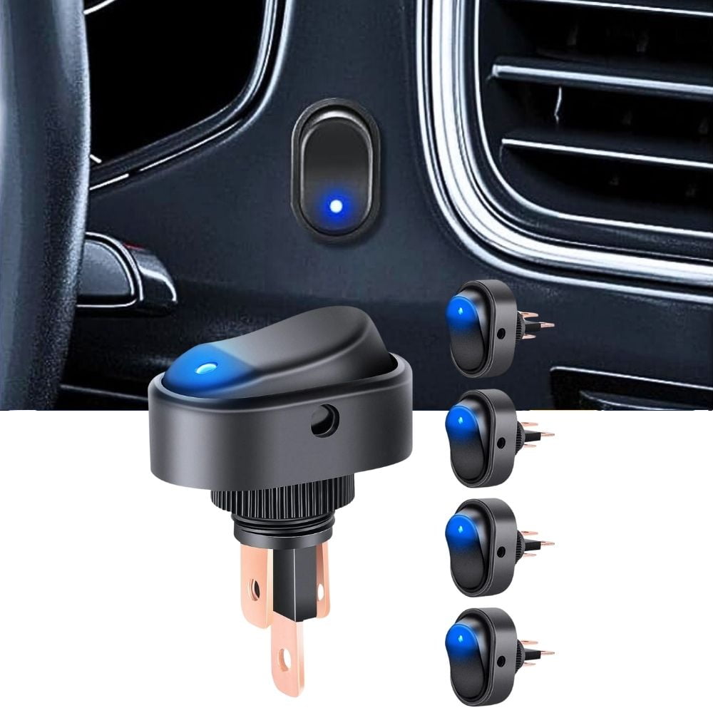 Nilight 5PCS Led Lighted Rocker Switch 12V Blue Led Illuminated on off ...