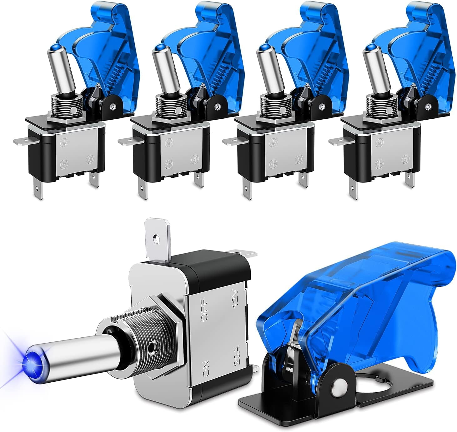 Nilight 5PCS Led Toggle Switch ON Off 12V 2.41inch Blue Lighted ...