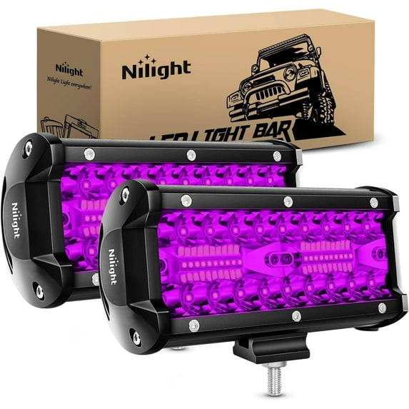 Nilight 6.5 Inch LED Light Pods Purple Triple Row 2PCS 120W Flood Spot ...