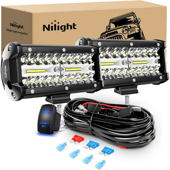 Nilight 6.5Inch 2PCS 120W Spot & Flood Combo Bar Driving Waterproof Led ...