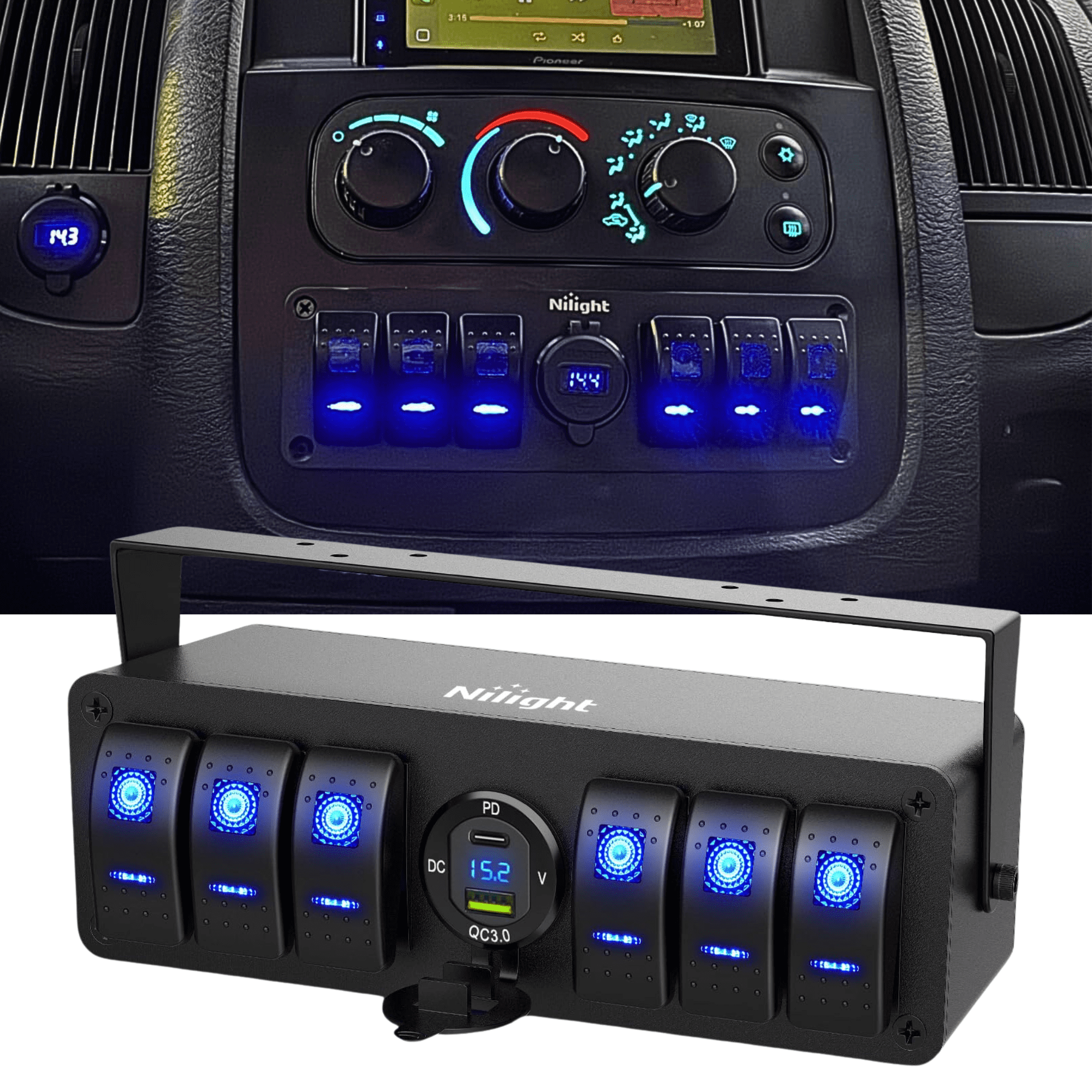 Boat Panel 6 Gang Rocker Switch Box 12V ON Off Switch Quick Charge 3.0 ...