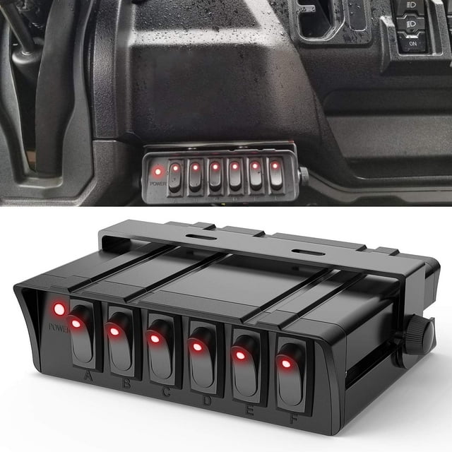 Nilight 6 Gang Rocker Switch Box SPST Toggle Switch Panel 12V 24V 20A ...