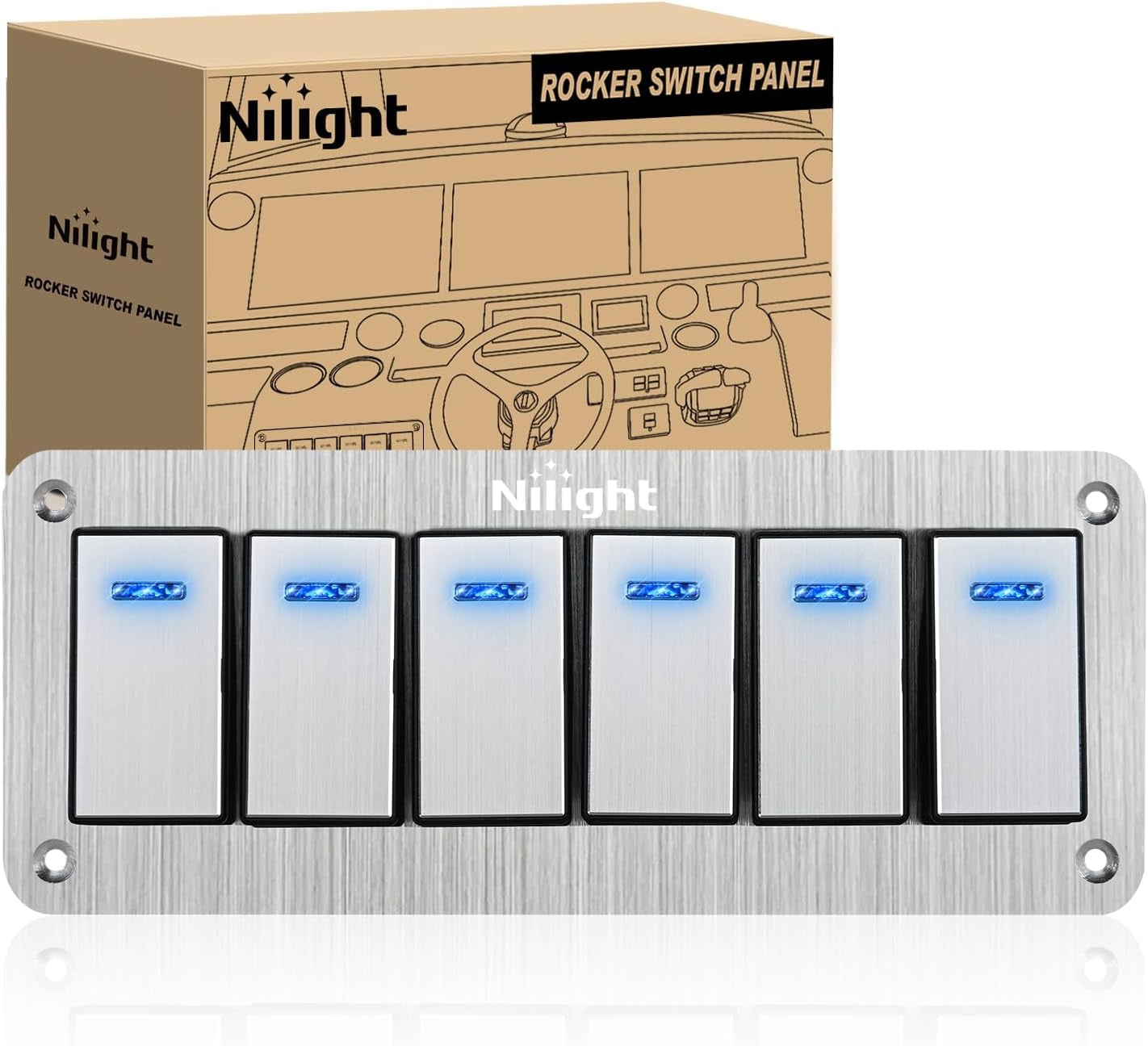Nilight 6 Gang Rocker Switch Panel 3 Pin On Off Pre-Wired Rocker Switch ...