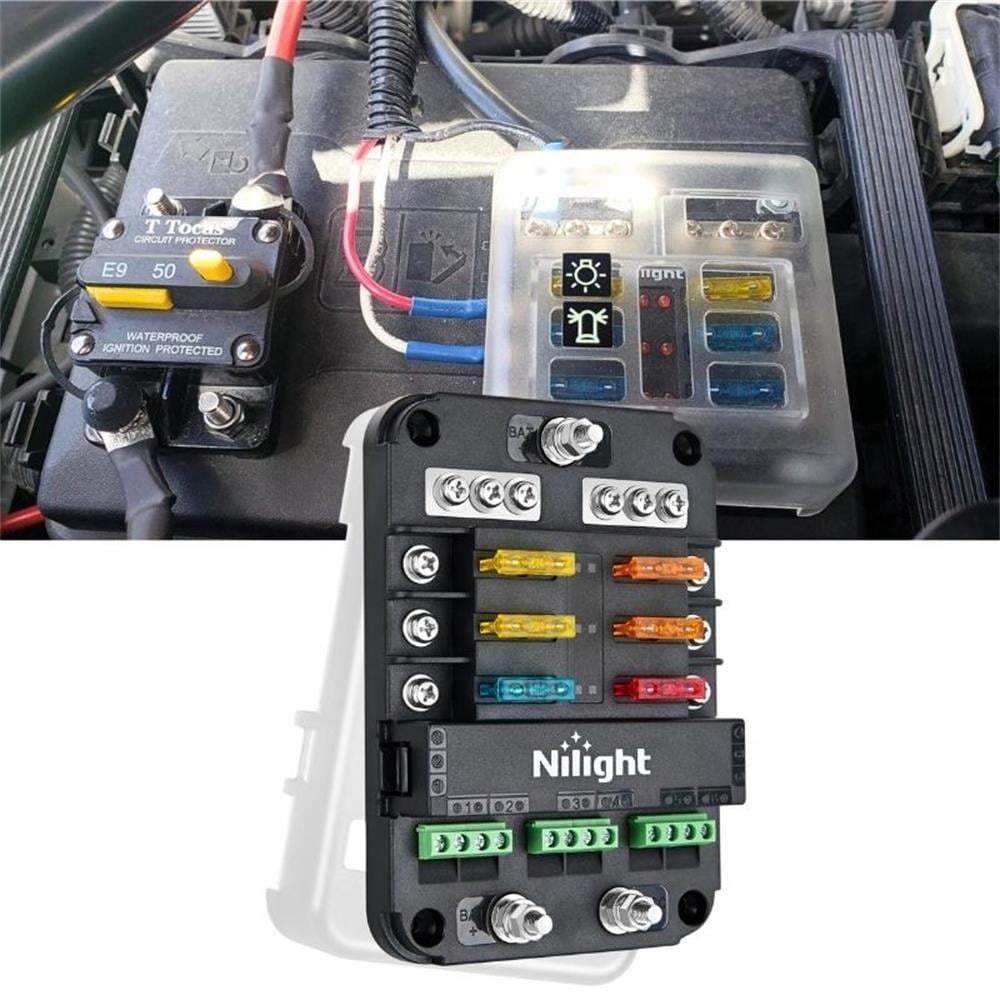 Nilight 6 Way Fuse Relay Block - 12V Blade Holder - Walmart.com