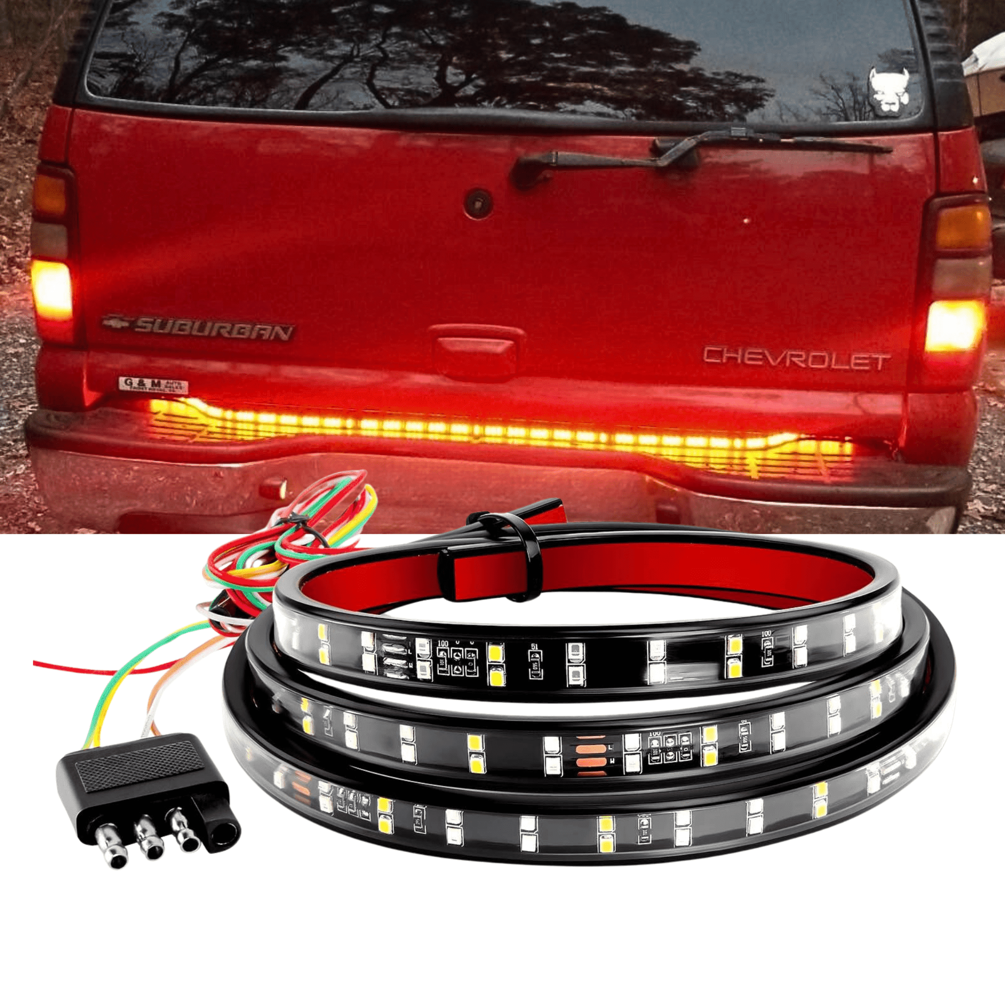Nilight 60" Truck Tailgate Light Bar Double Row LED Flexible Strip Red ...