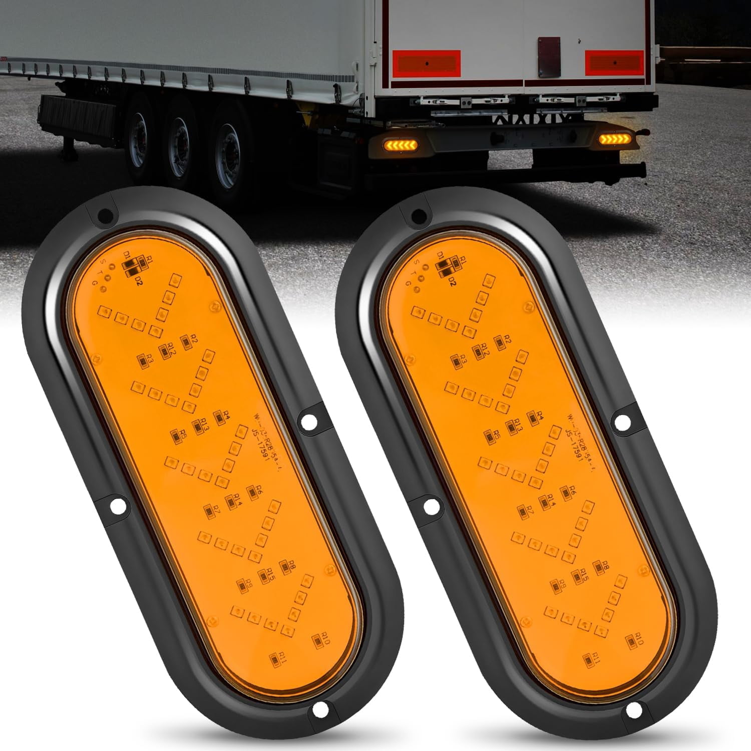 Nilight 6Inch Oval Tail Light 2PCS 35LED Arrow Amber Running Turn ...