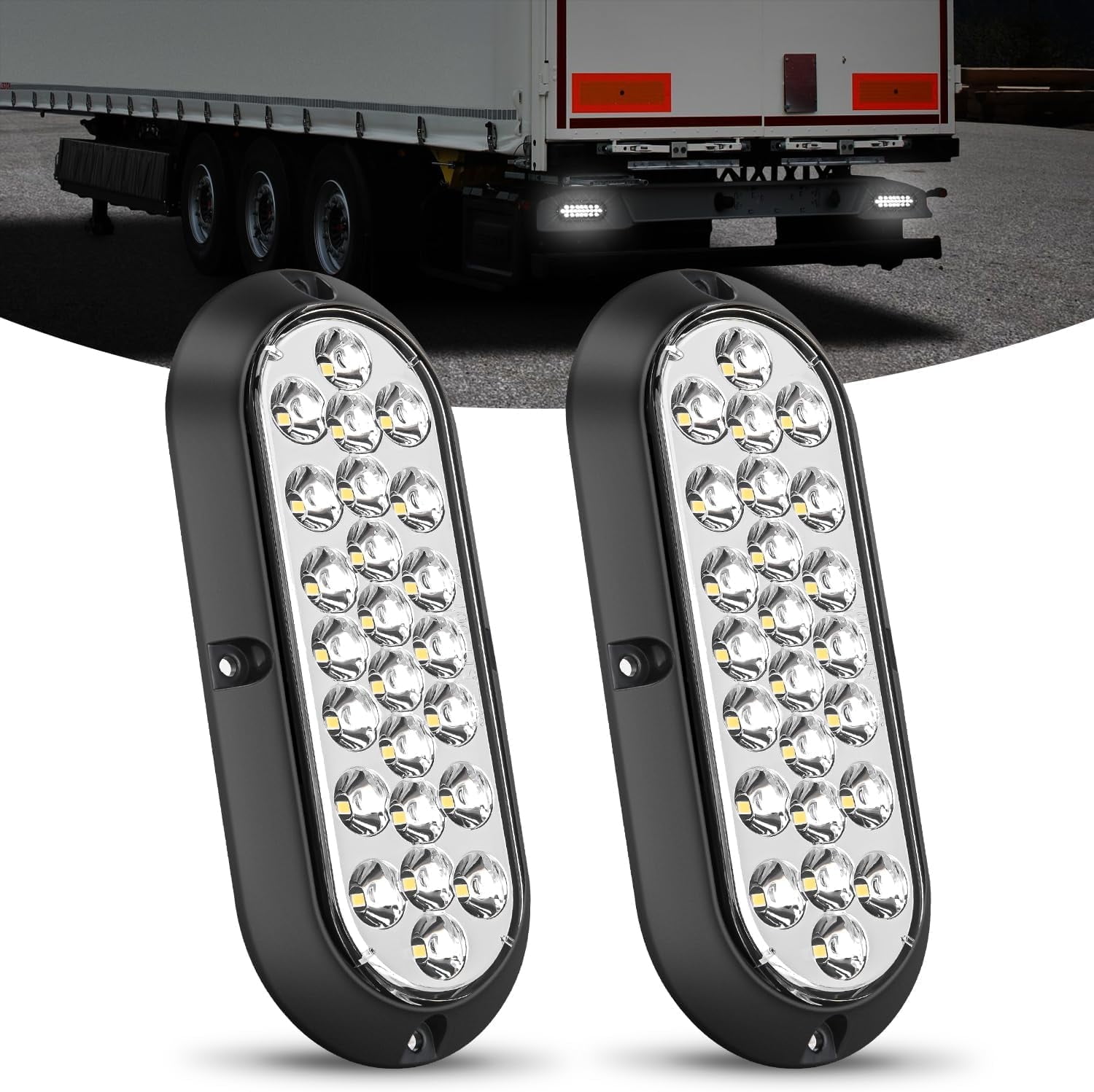 Nilight 6inch Oval Tail Light 2Pcs White 24Led Back Up Reverse Light ...
